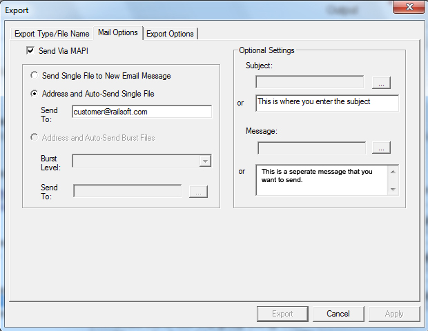 RailTech Software Systems - How to e-mail a Report